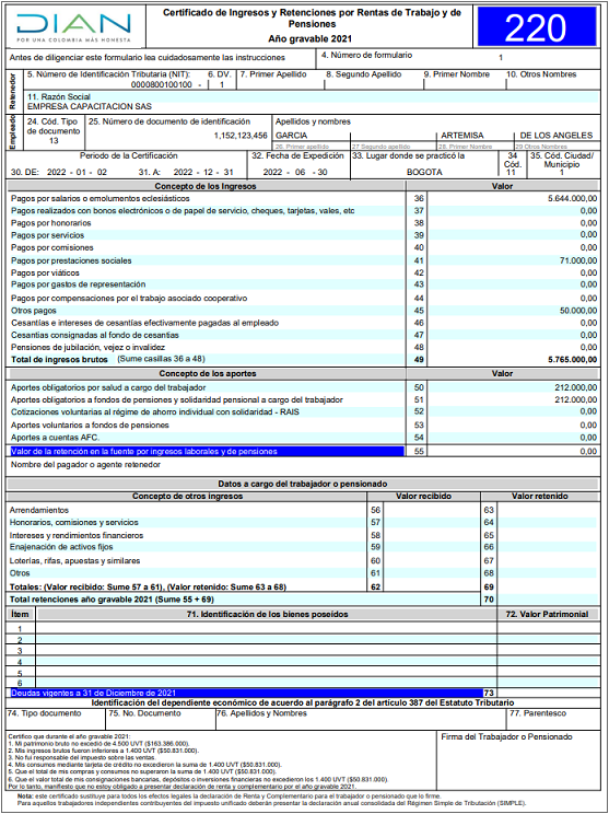 Generar certificados de ingresos y retenciones – Nómina pyme - Portal ...